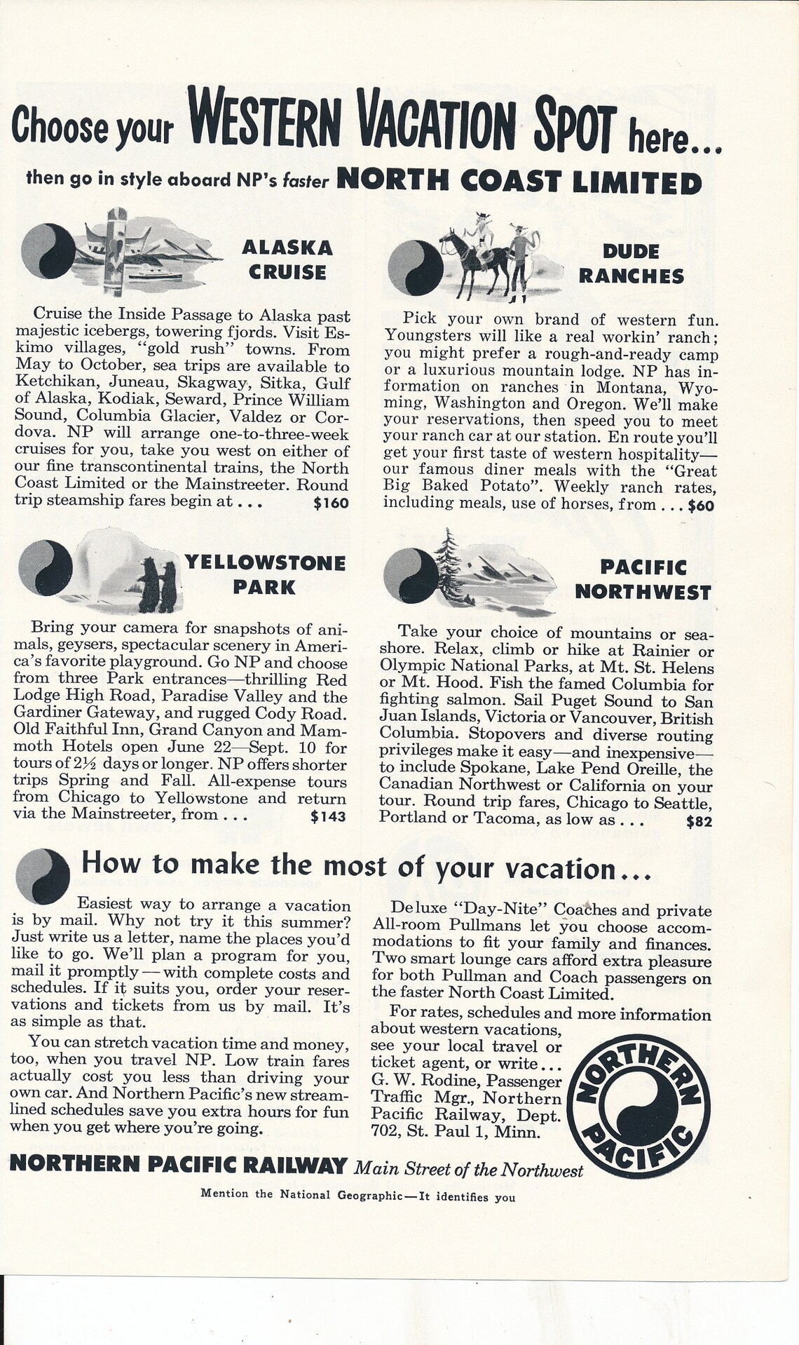 Northern Pacific Railway 3 Magazine Print Ads From the 1950's - Etsy