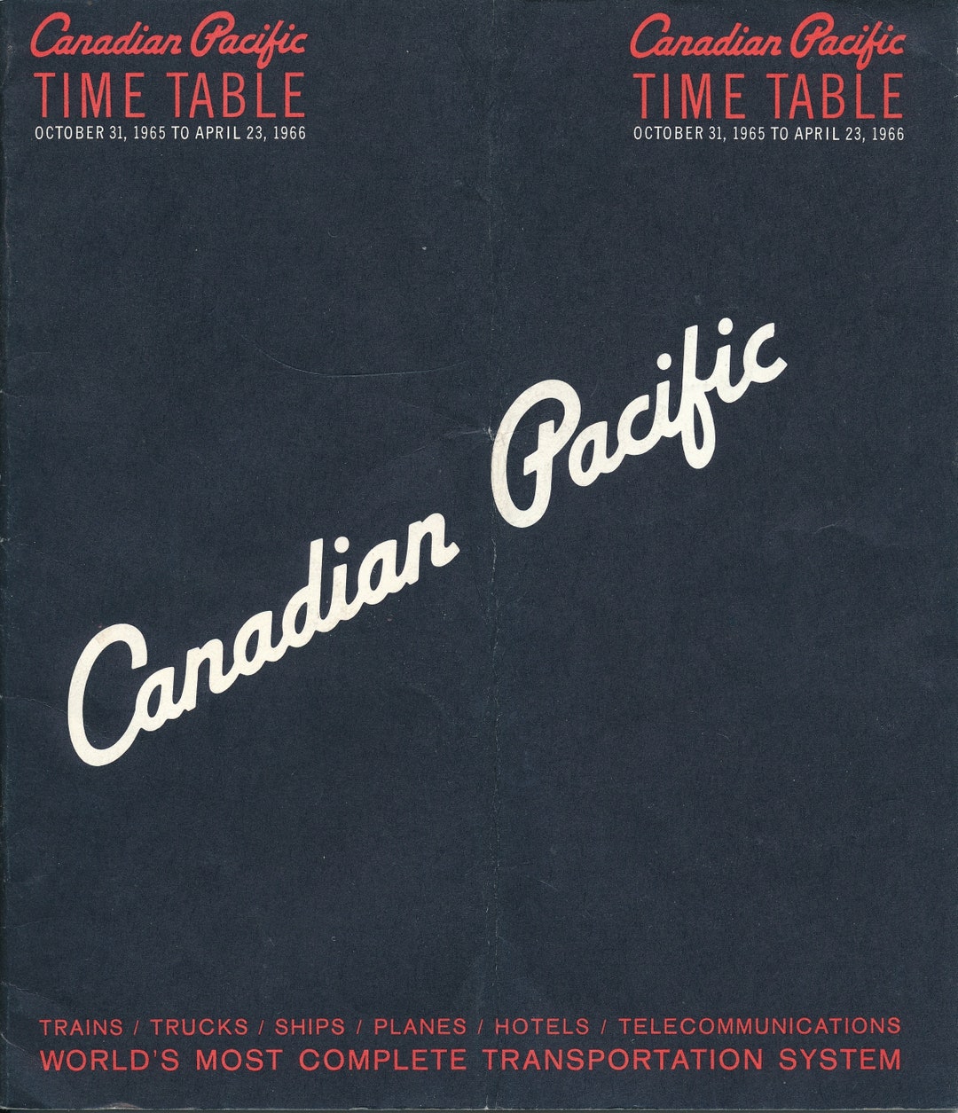 Canadian Pacific Railway Public Timetable October 31, 1965 - Etsy