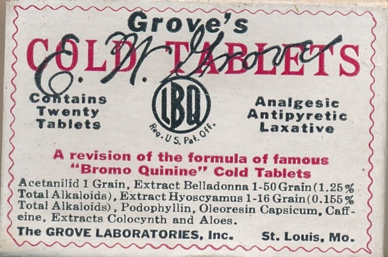 Vintage Antique Grove's Cold Tablets, Mccoy's Cod Liver Oil Tablets ...