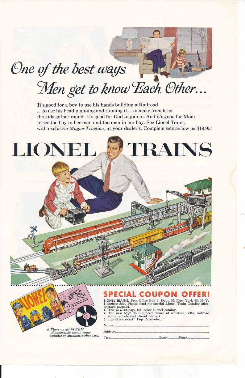 Lionel Model Trains 6 Magazine Print Ads From the 1940's and 1950's - Etsy