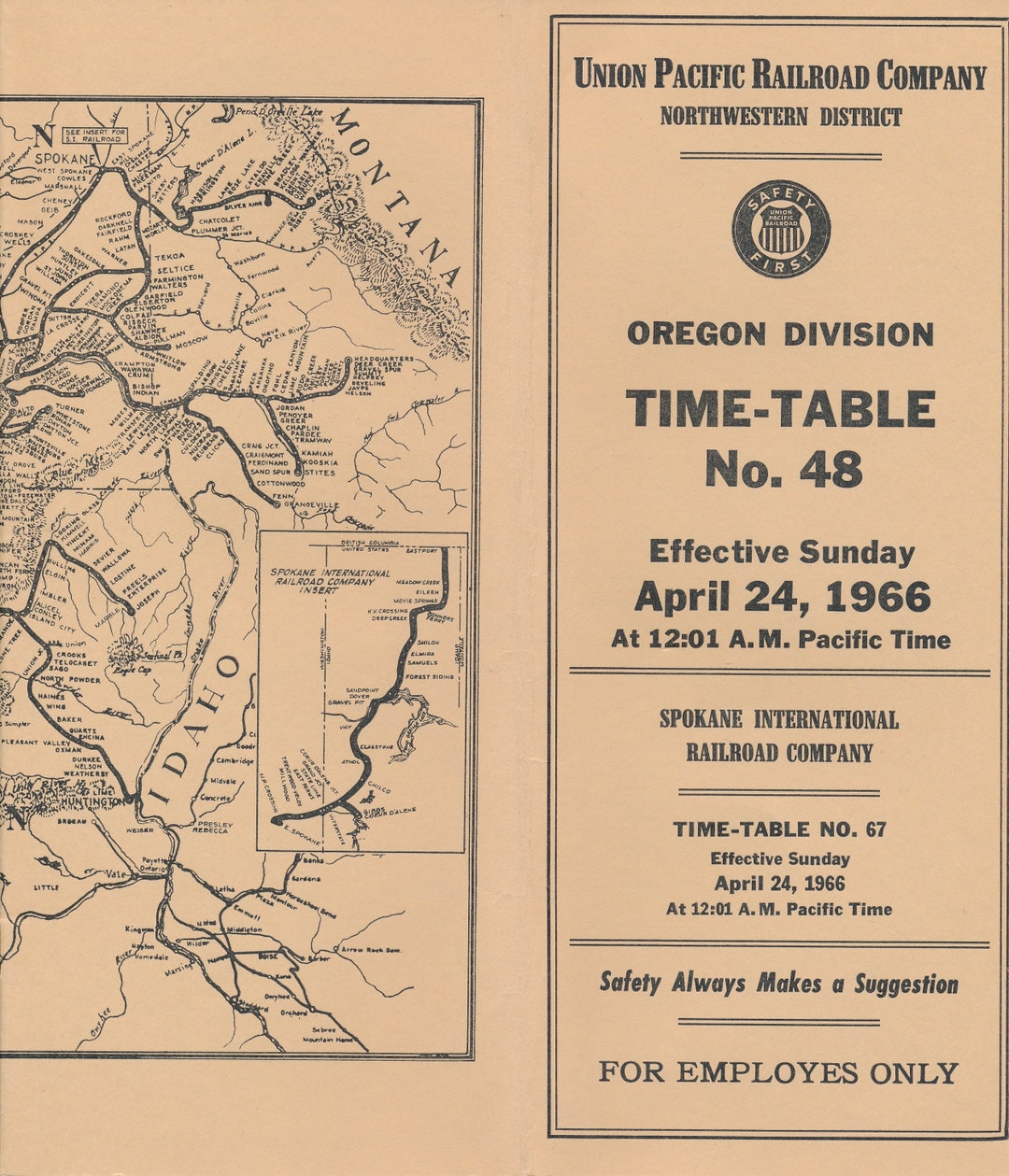 Union Pacific Railroad Oregon Division Employee Timetable 48 April 24 ...