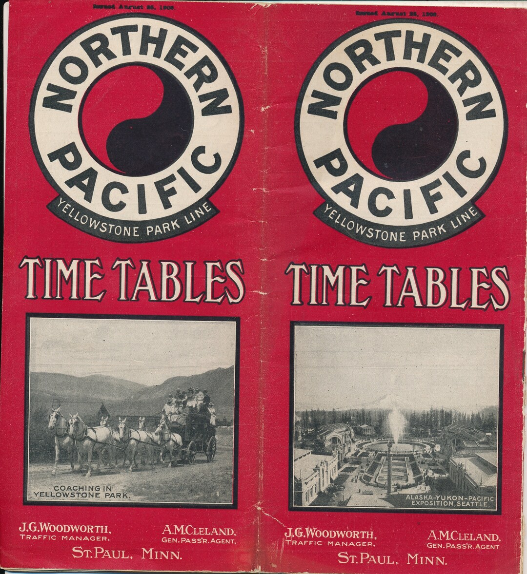 Northern Pacific Railroad Public Timetable August 25, 1909 - Etsy