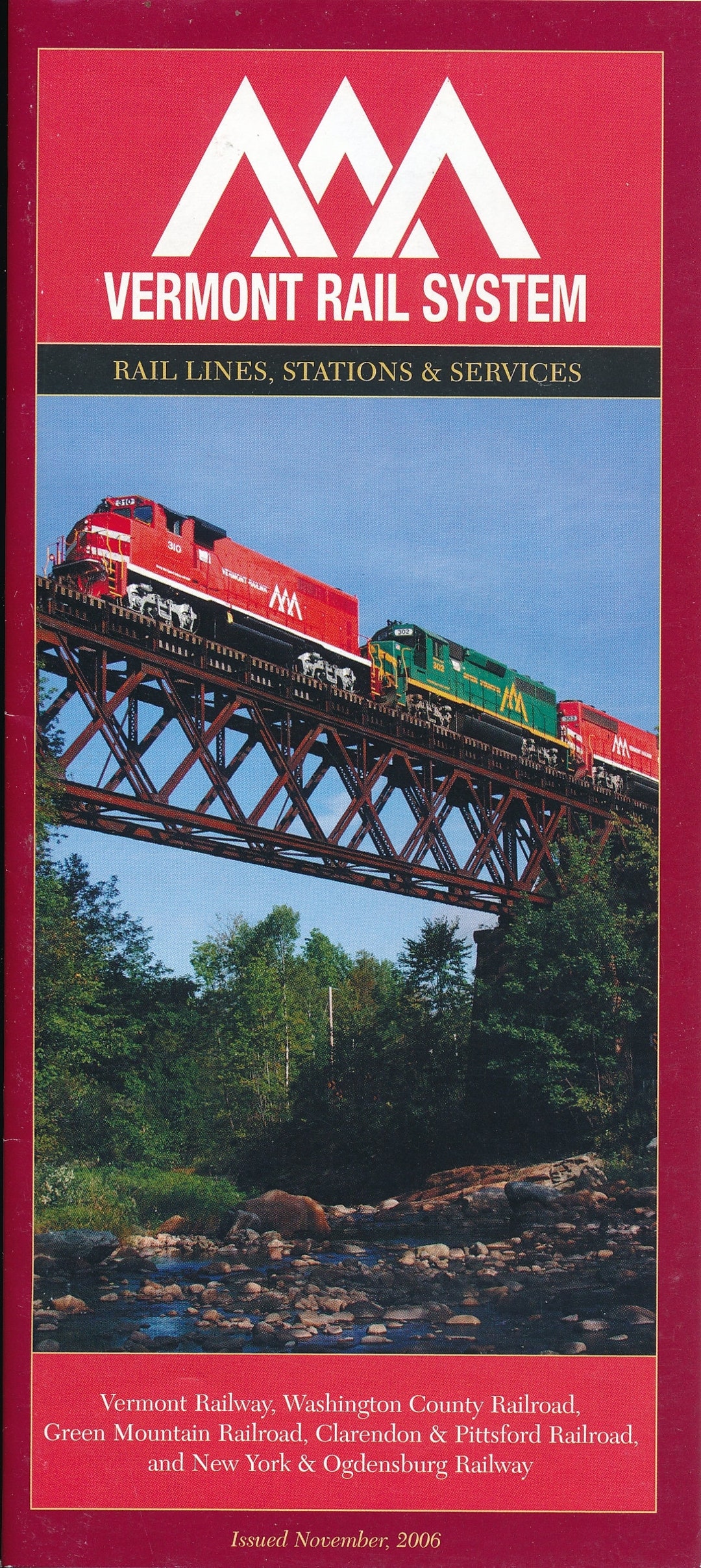 Vermont Rail System 2006 Brochure and Map Including All Rail Lines ...