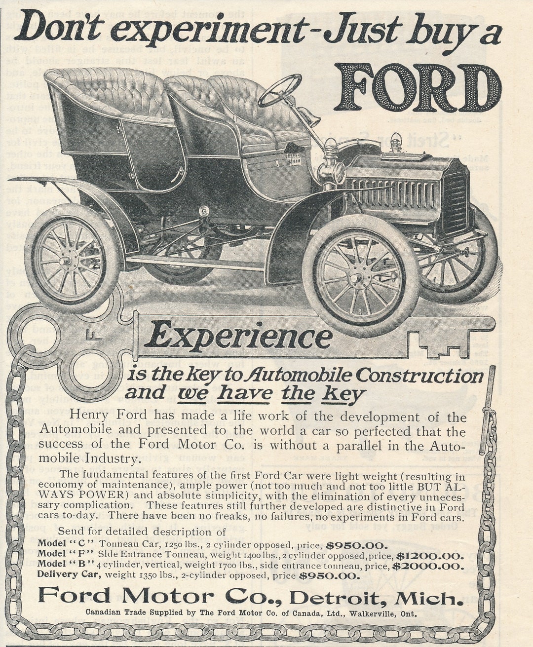 3 Vintage Print Ads for Ford in the 1900's - Etsy
