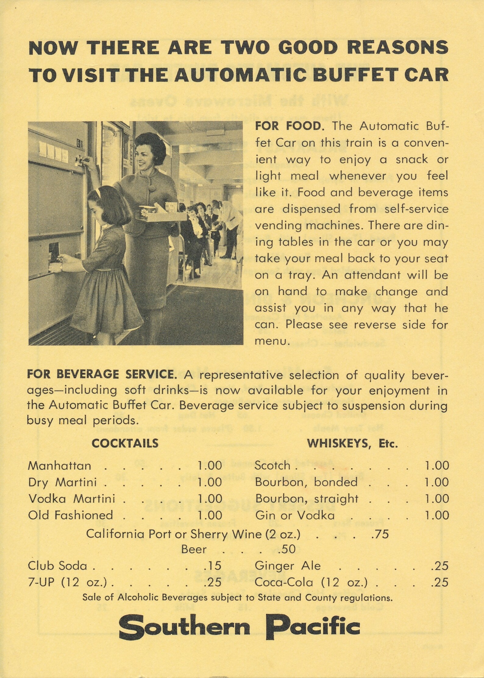 Dining Car Menu: Southern Pacific Automatic Buffet Car Menu - Etsy