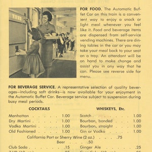Dining Car Menu: Southern Pacific Automatic Buffet Car Menu - Etsy