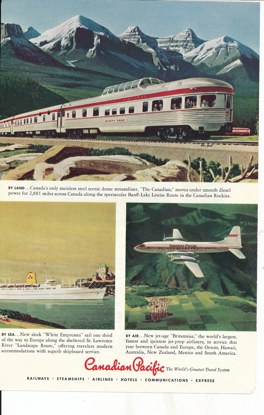 Canadian Pacific Railway, Shipping and Airline: 4 Magazine Print Ad's ...
