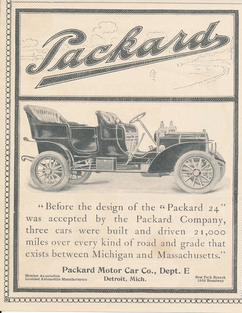 4 Vintage Packard Auto Print Ad 1900s , 1910's and 1920's - Etsy