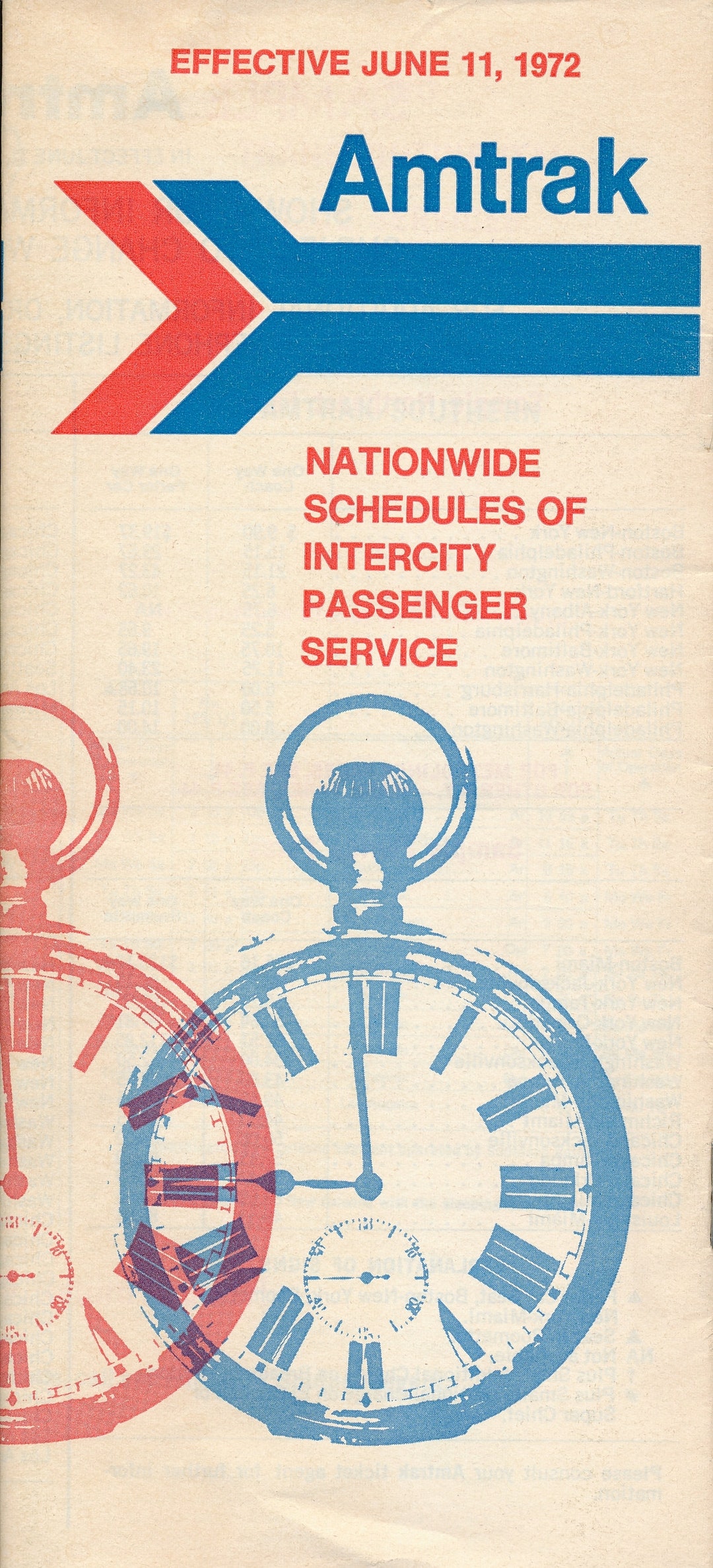 Amtrak National Timetable Lot of 3: June 11, 1972, February 1, 1981 ...
