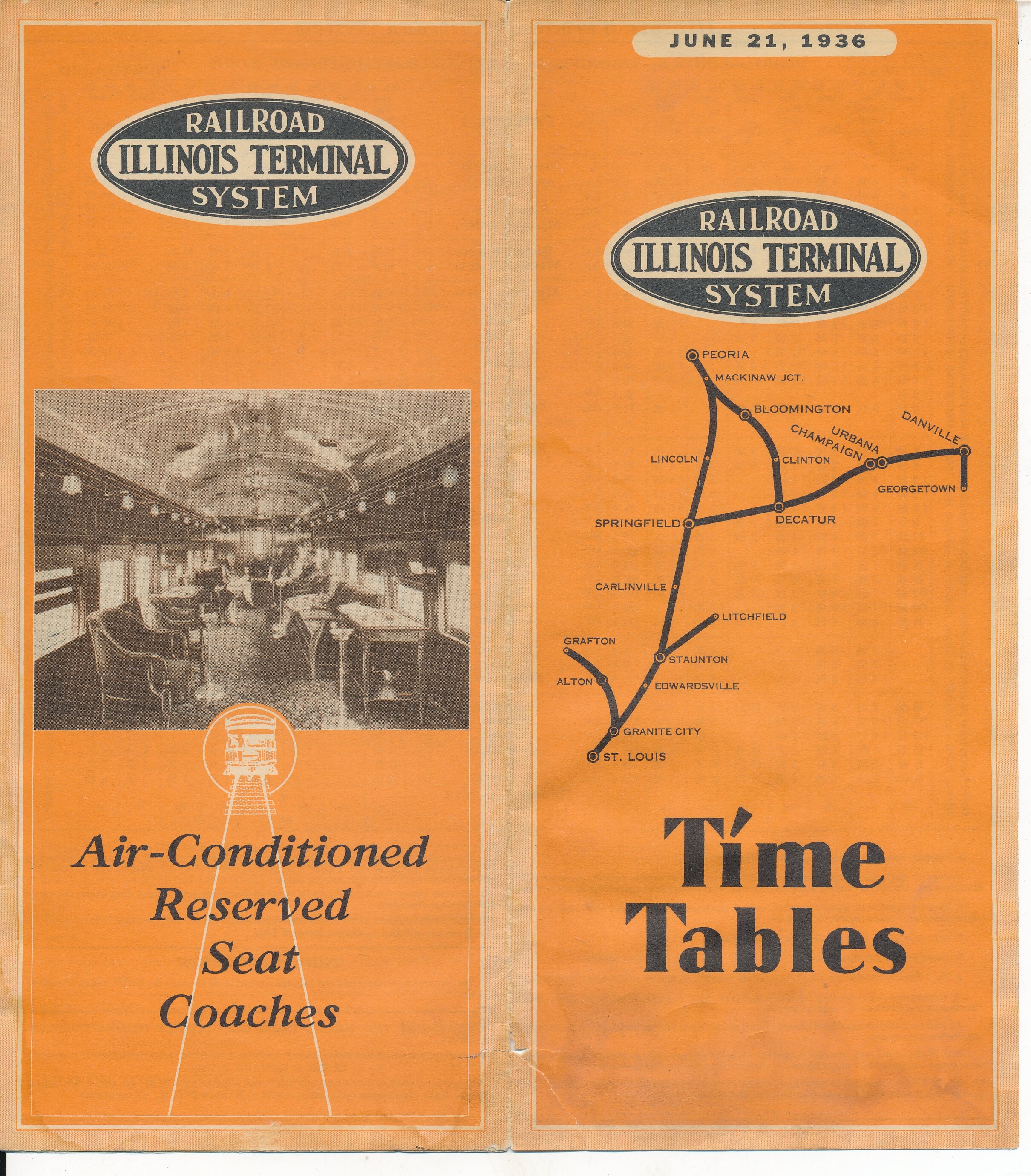 Illinois Terminal Railroad Public Timetable June 21, 1936 - Etsy