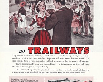 Trailways Bus Company 2 Magazine Ads From the 1950's - Etsy