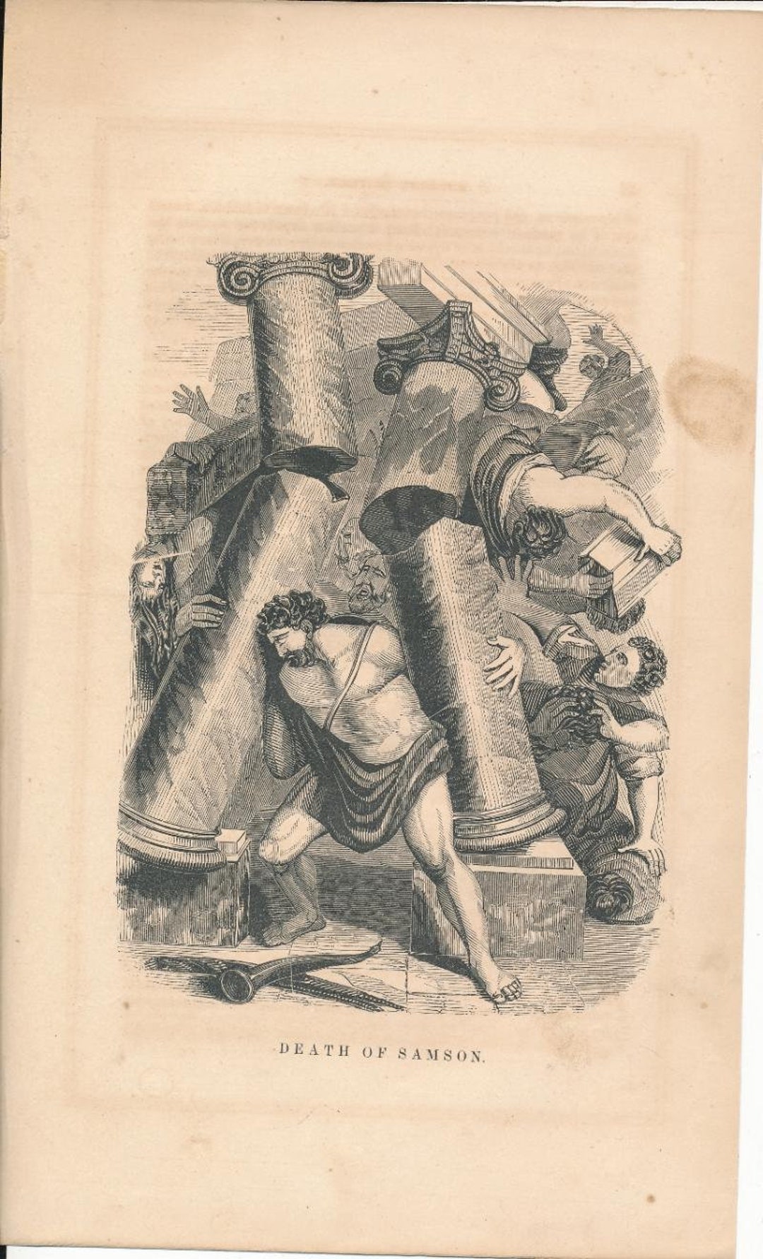 Historic Drawing " Death of Samson" 5 X 8 - Etsy