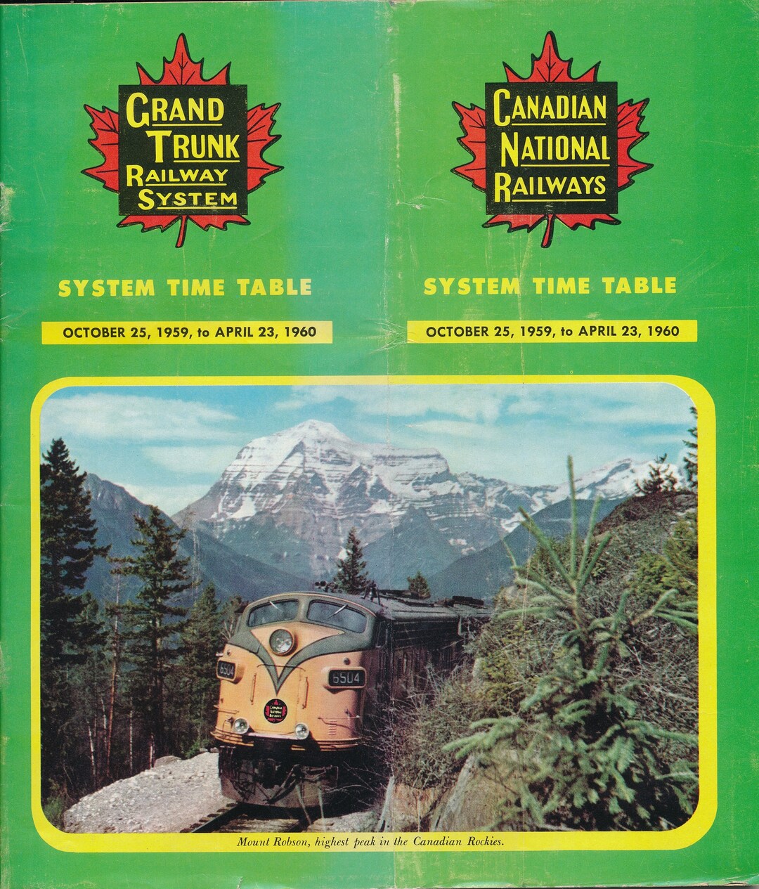 Canadian National Railroad Public Timetable October 25, 1959 - Etsy