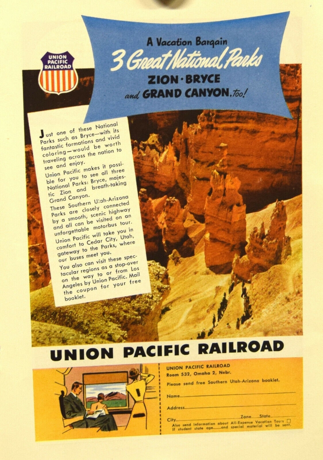 Union Pacific Railroad 3 Magazine Print Ad's From National | Etsy