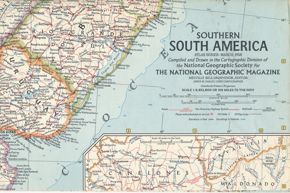 The National Geographic Magazine Maps Lot of 3: South America 1960 ...