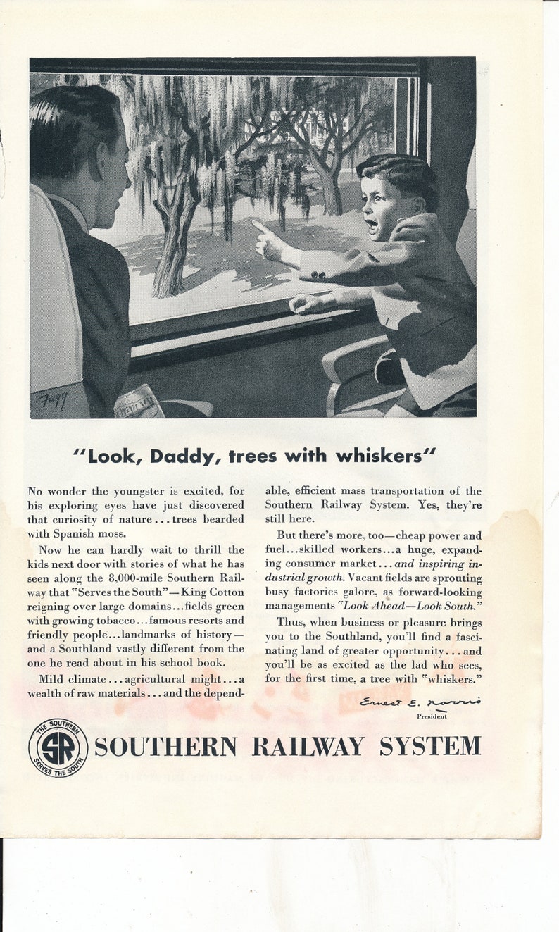 Southern Railway 4 Magazine Print Ad From the 1950's - Etsy