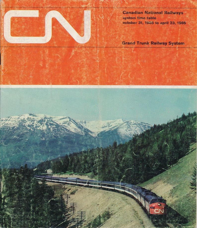 Canadian National Railroad Public Timetable October 31, 1965 - Etsy
