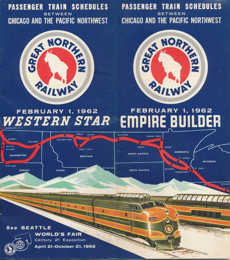 Great Northern Railway Public Timetable Dated February 1 1962 - Etsy