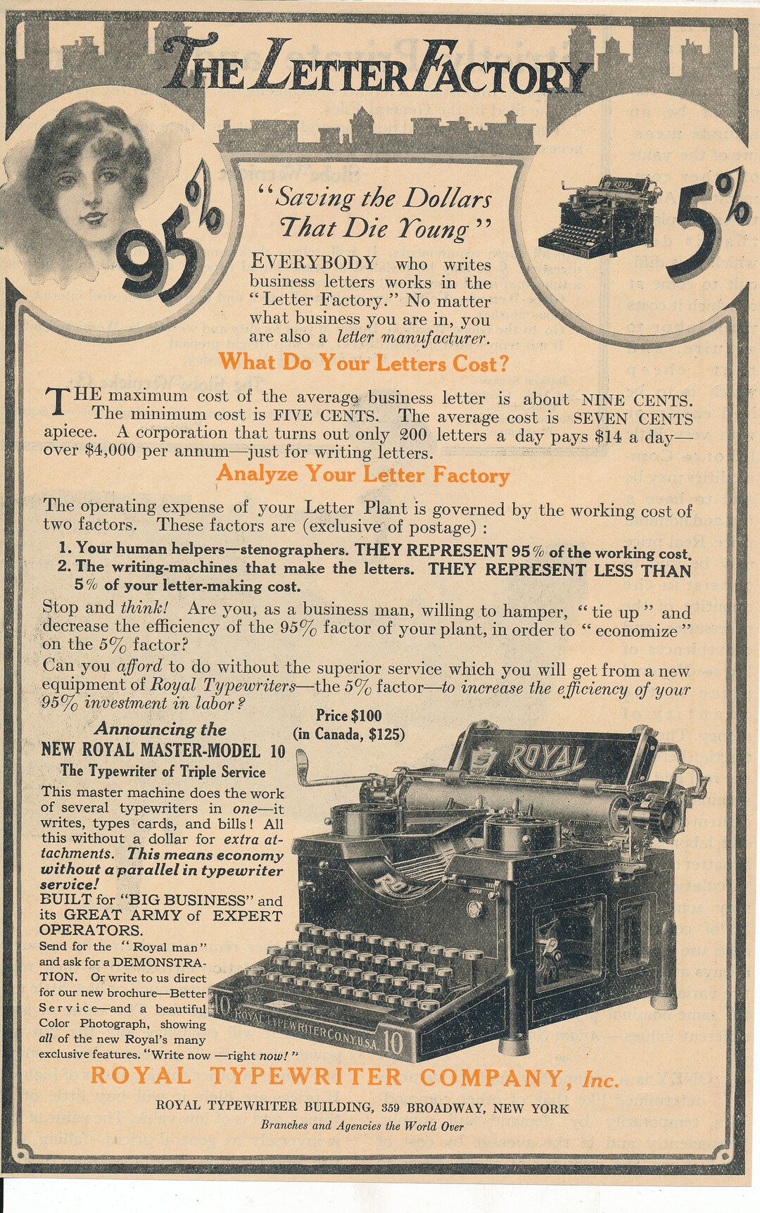 2 Vintage Royal Typewriter Magazine Ads 1900's Thru 1910's - Etsy