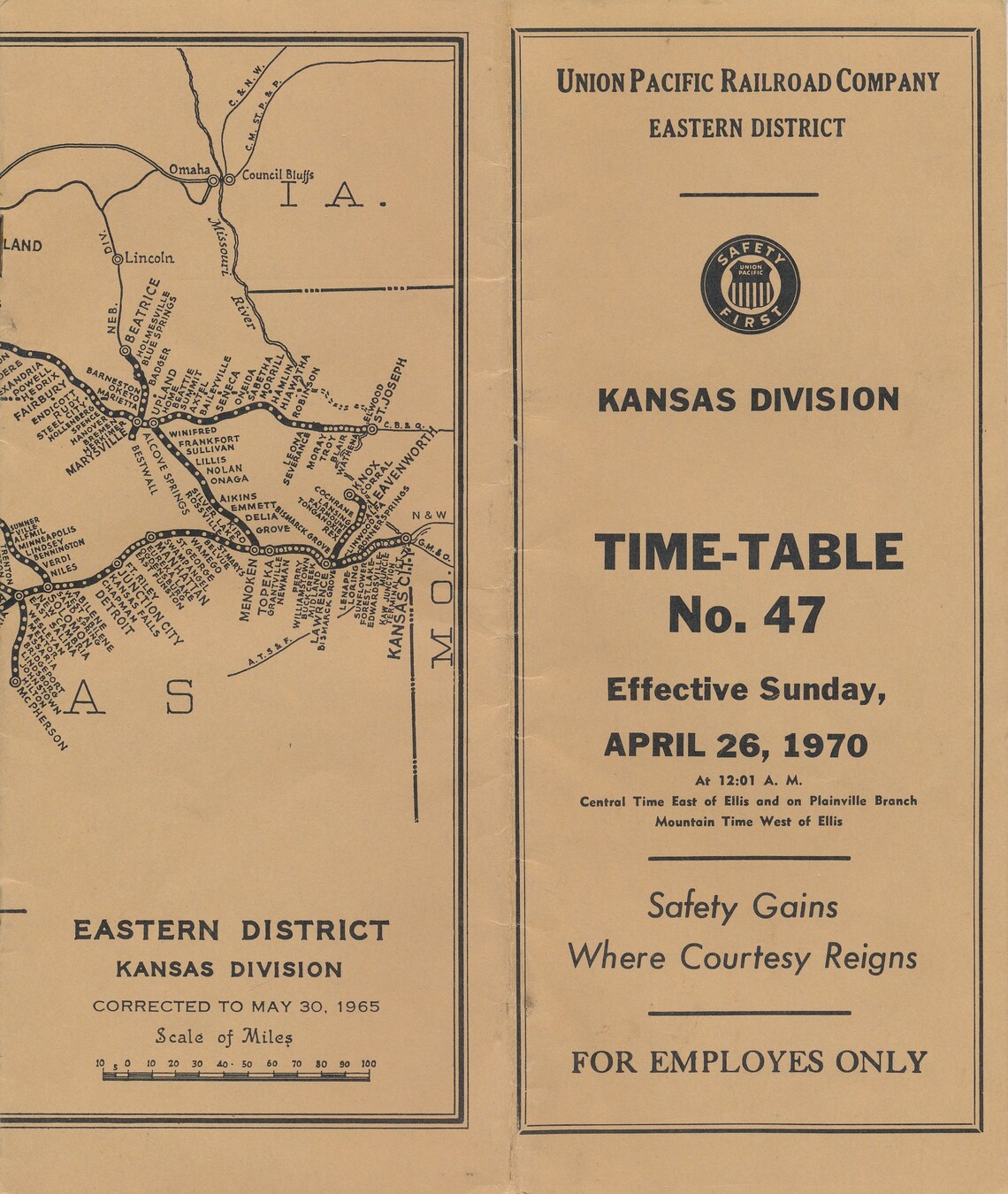 Union Pacific Railroad Kansas Division Employee Timetable 47 - Etsy