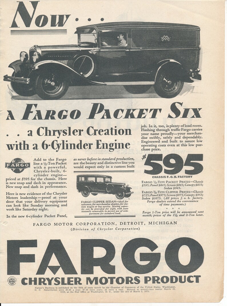 Fargo Trucks 4 Vintage Magazine Ads From the 1920's and 1930's - Etsy
