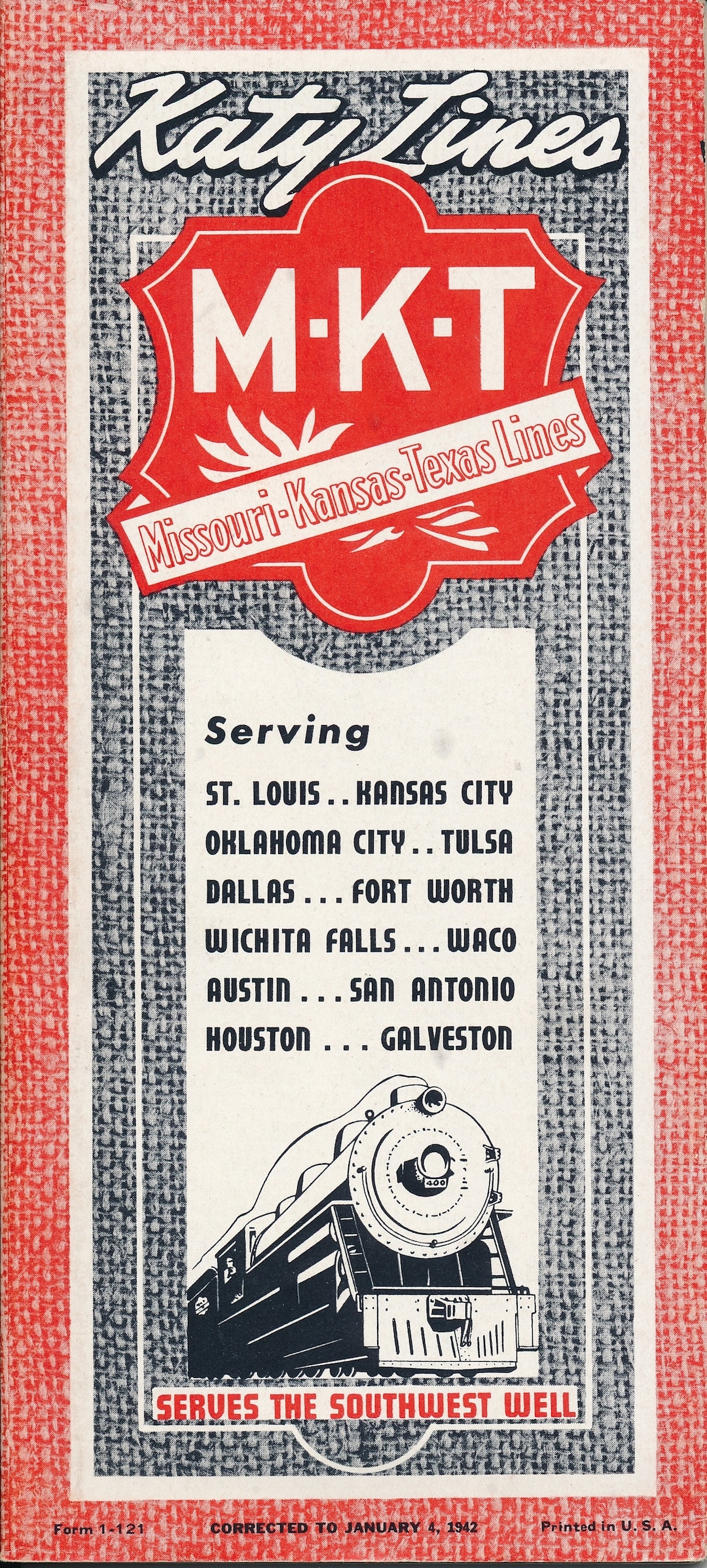 Missouri, Kansas and Texas (katy) Railroad Public Timetable January 1 ...