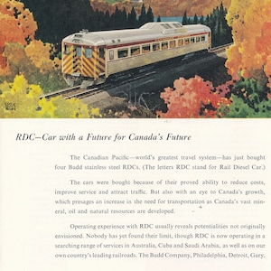 Budd Railcar Company RDC Budd Cars 3 Print Ad's 1950's Promoting New ...