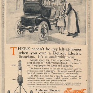 2 Vintage Magazine Print Ads for the Detroit Electric Car by Anderson ...