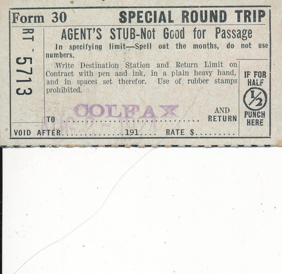 Nevada County Narrow Gauge Railroad Special Round Trip Ticket From ...