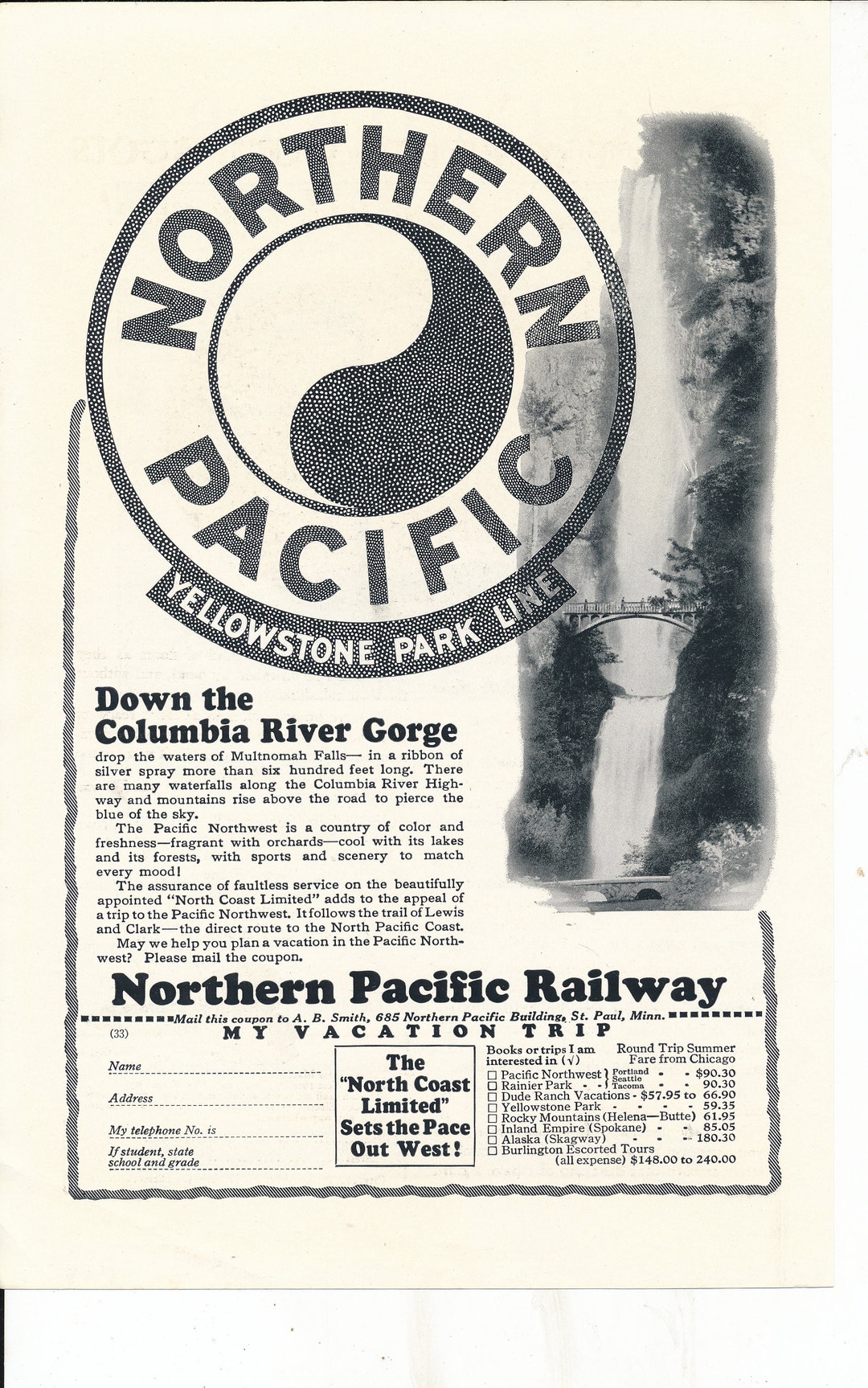 Northern Pacific Railway 3 Magazine Print Ads From 1915 to 1920's - Etsy