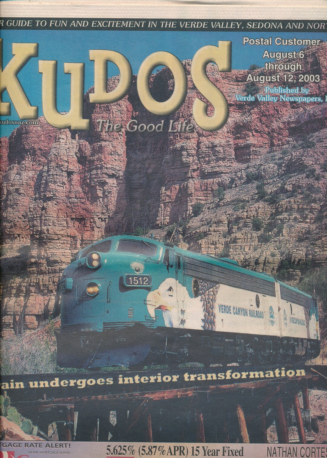 Verde Canyon Railroad Lot of 5 Items: Kudos Newspaper, 2003 Fall ...