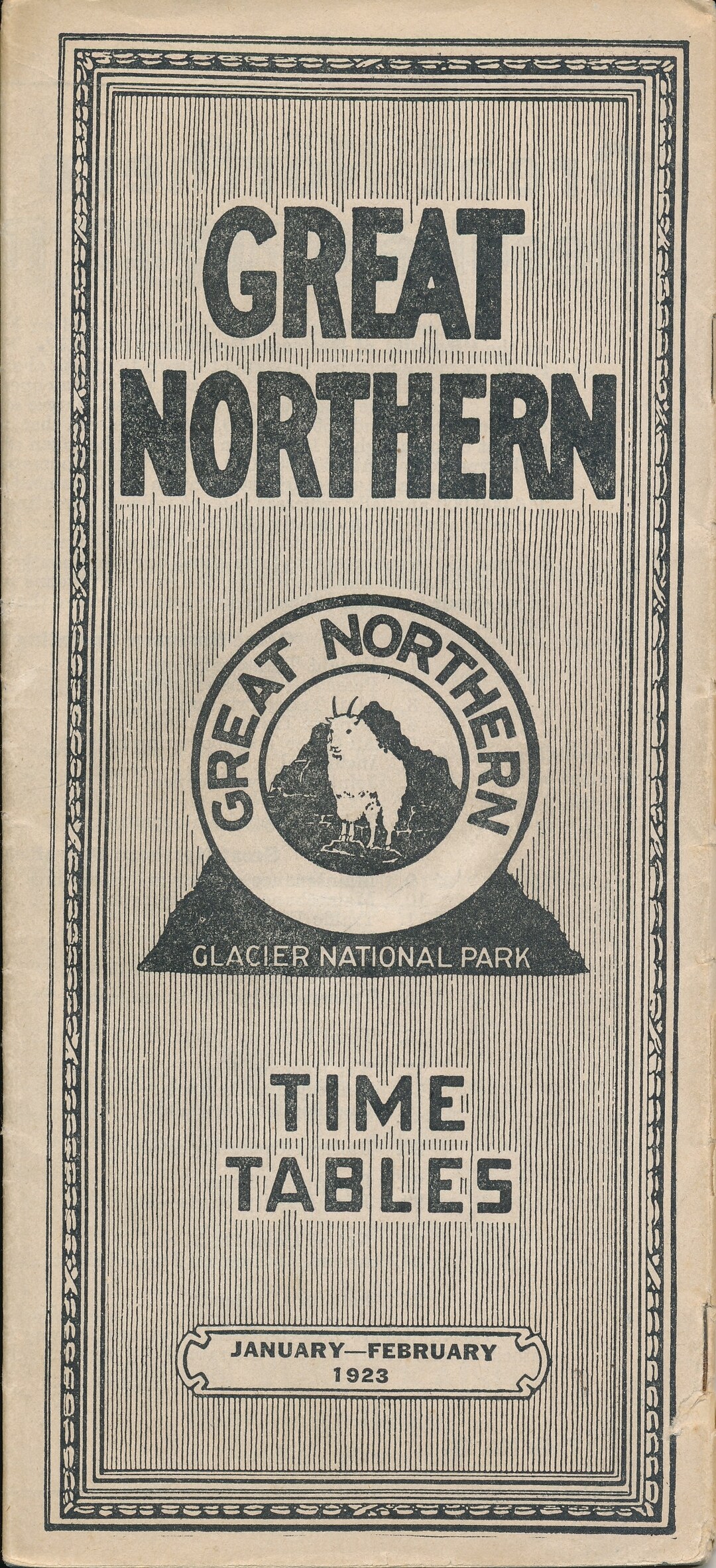 Great Northern Railway Pubic Timetable Dated January February 1923 - Etsy