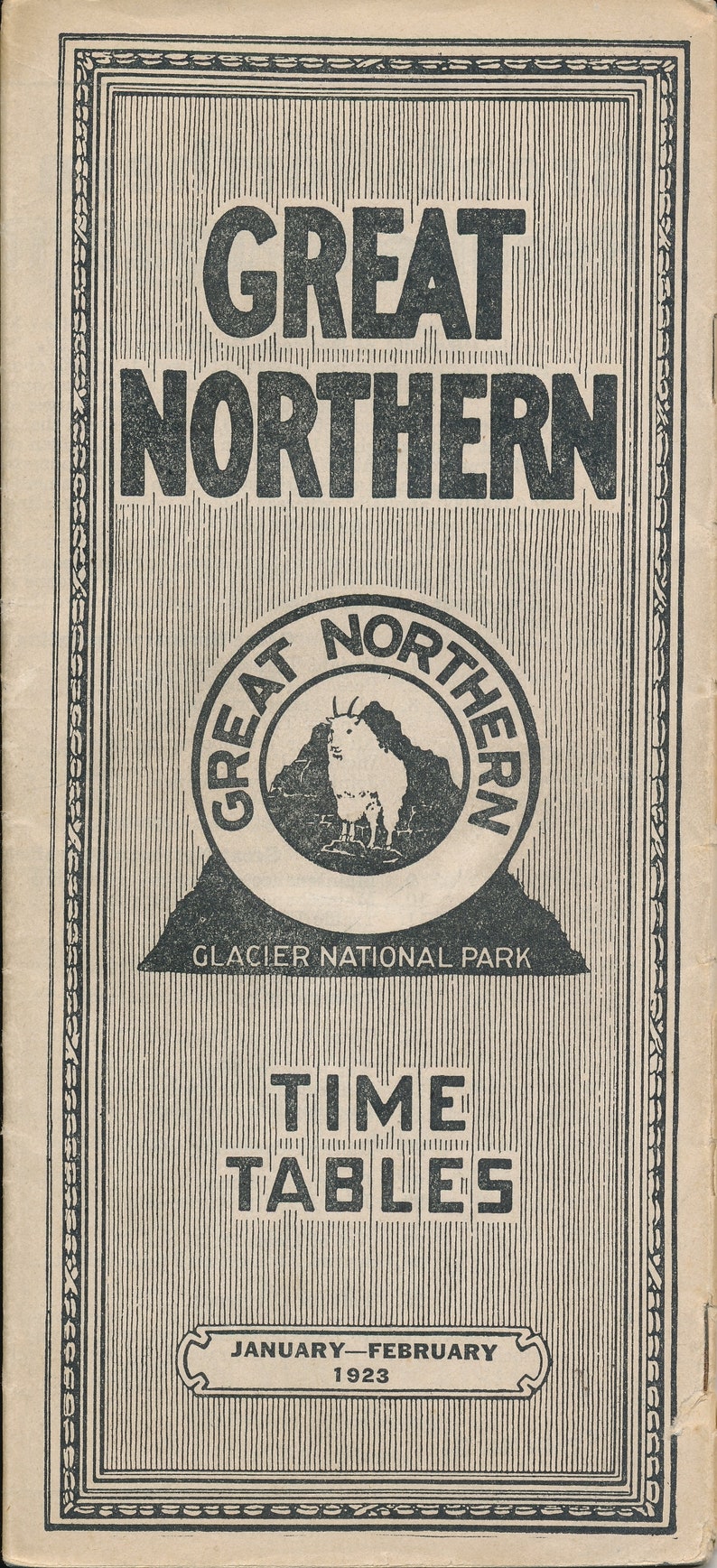 Great Northern Railway Pubic Timetable Dated January February - Etsy
