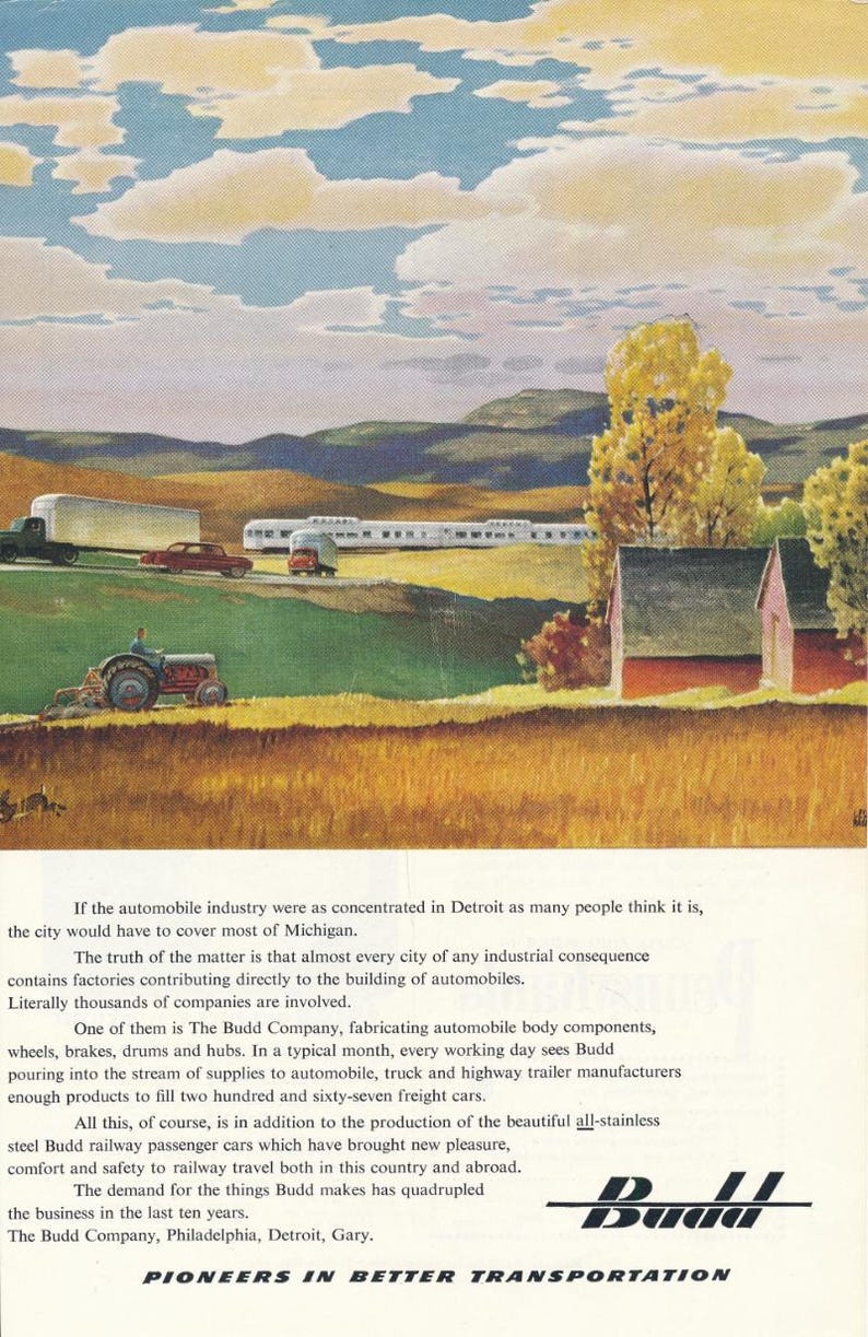 Budd Railcar Company 3 Magazine Print Ad's for New Passenger Trains ...