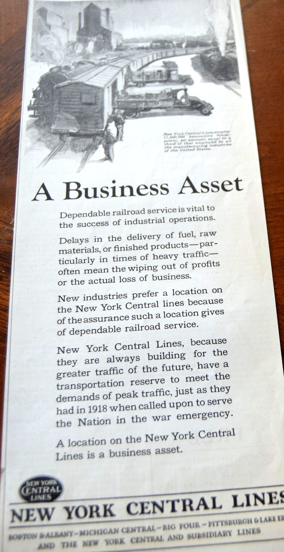 Vintage Magazine Print Ad 1900's for the New York Central Lines ...