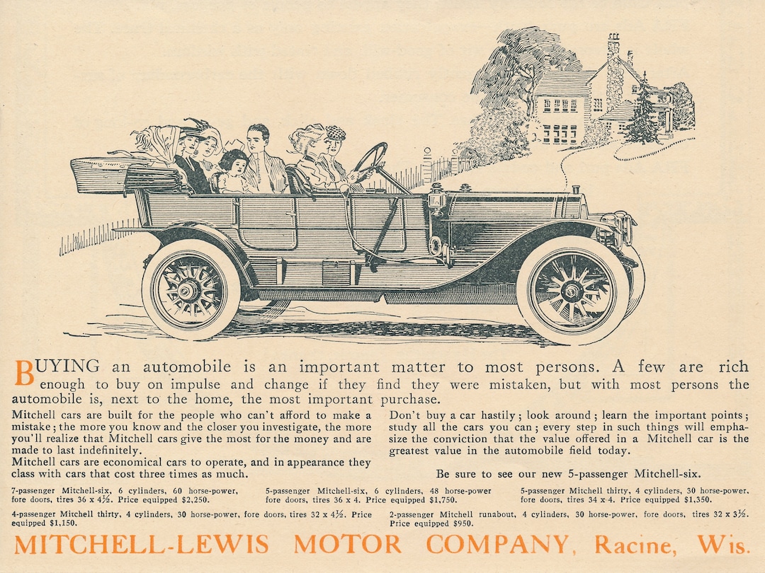 2 Vintage Print Ads for Mitchell Motors From the 1910's - Etsy