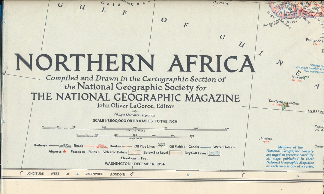 The National Geographic Magazine Maps: Lot of 3. Northern Africa 1954 ...