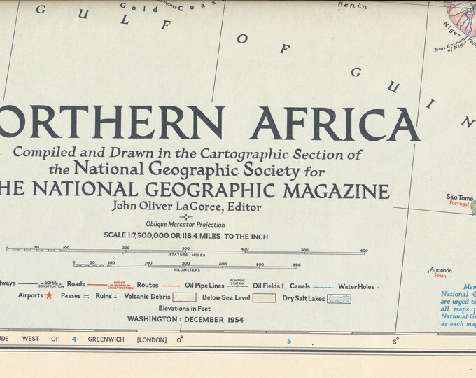 The National Geographic Magazine Maps: Lot of 3. Northern Africa 1954 ...