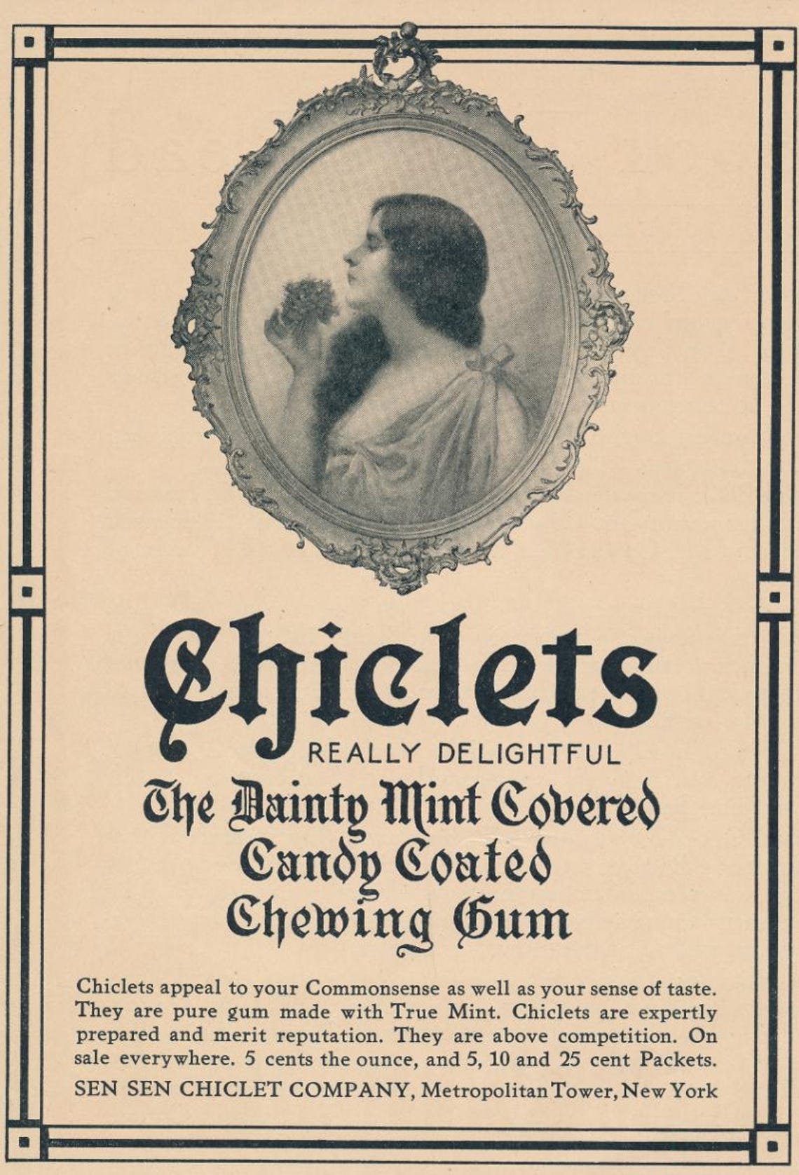 Chiclets Chewing Gum Magazine Print Ad From the 1890's Approx. Size 5.5 ...