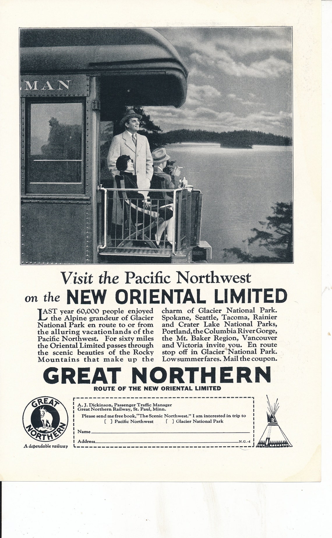 Great Northern Railway 2 Very Rare Magazine Print Ads From the 1920's ...