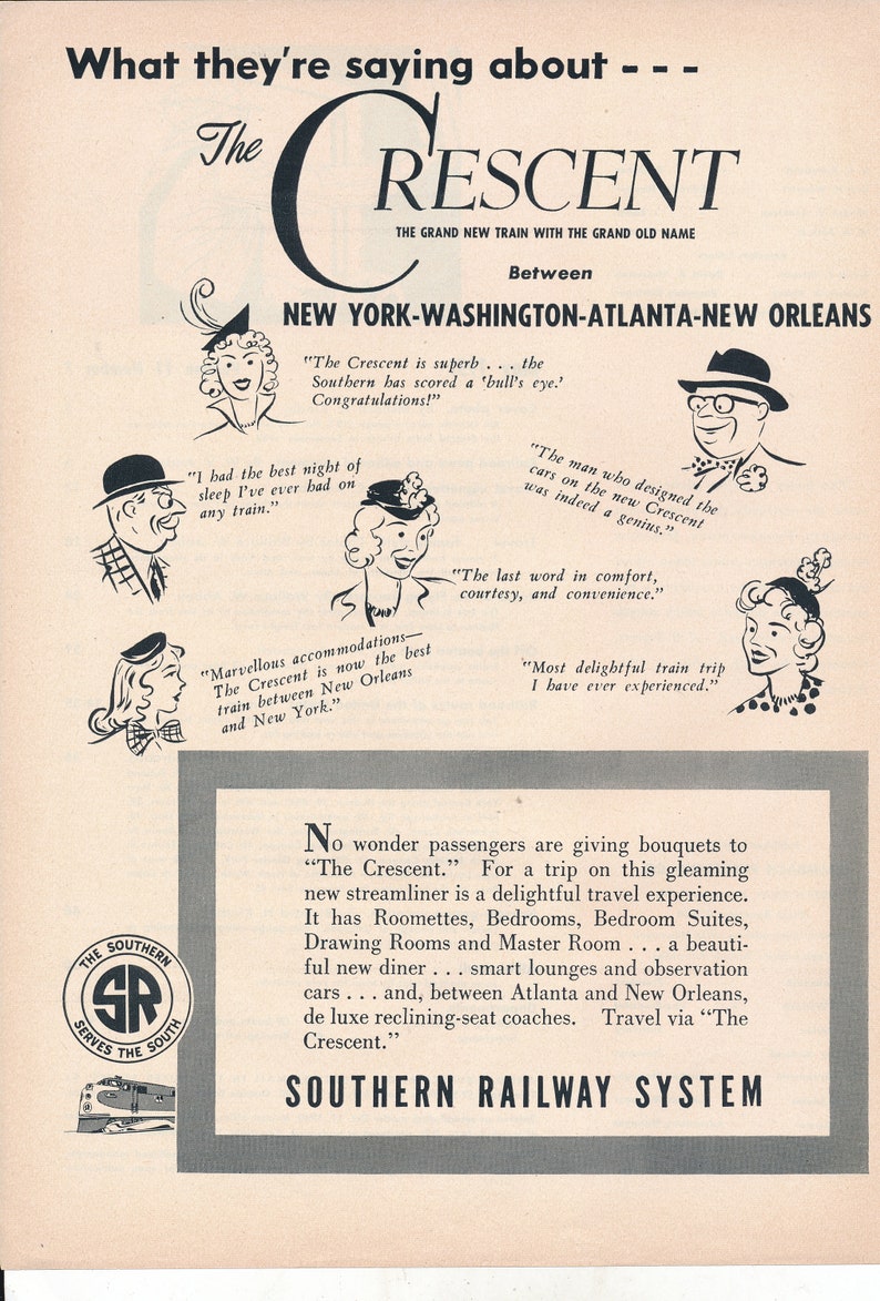Southern Railway 2 Magazine Print Ads From the 1950's and 1970's - Etsy
