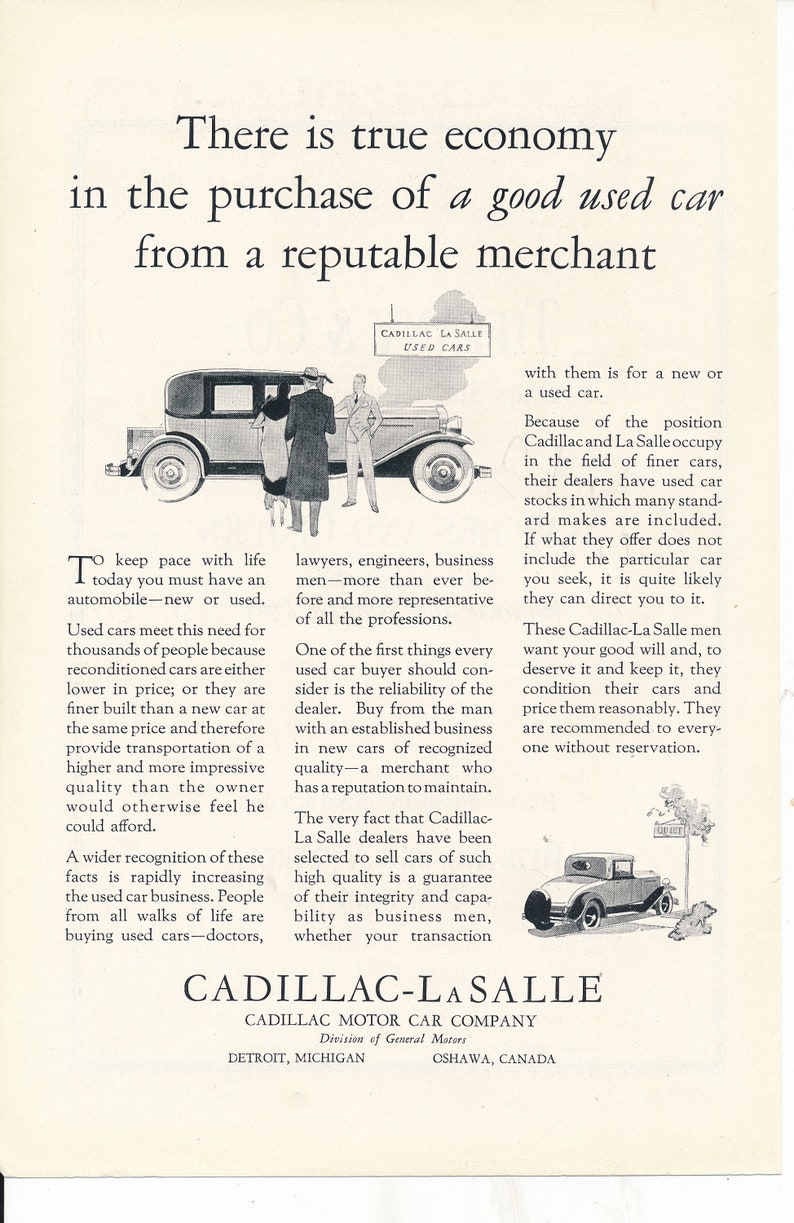 4 Vintage Cadillac Magazine Ads From the 1920's and 1930's - Etsy
