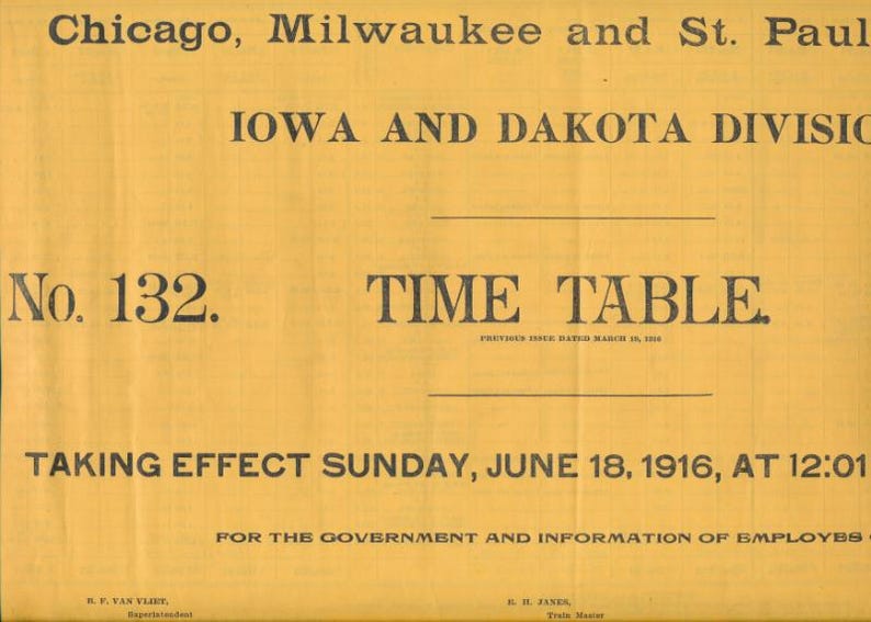 Chicago, Milwaukee and St. Paul Railway Employee Time Table 132 for the ...