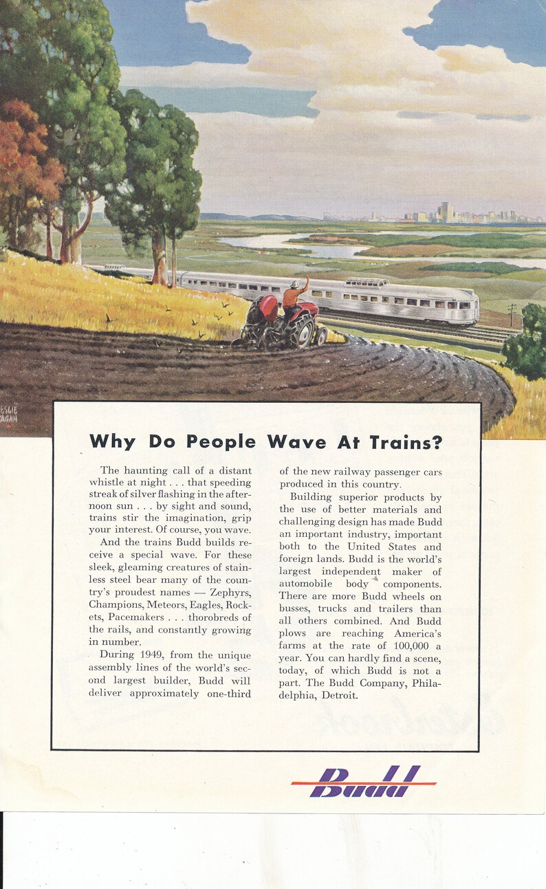 Budd Railcar Co 5 Print Ad's 1950's Promoting New Trains - Etsy