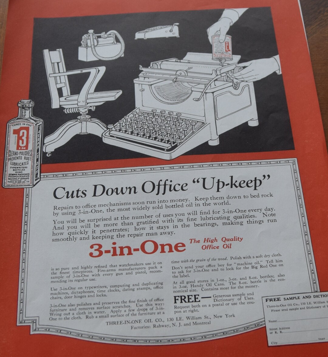 3 in One Oil Ads: Vintage Magazine Print Ad's From the Early 1900's Lot ...