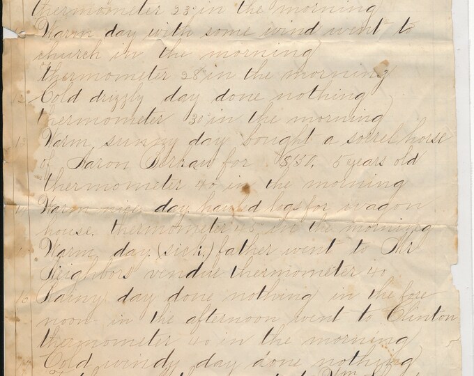 Antique Diary Dated March 1806 Hand Written on Both Sides on US Army ...