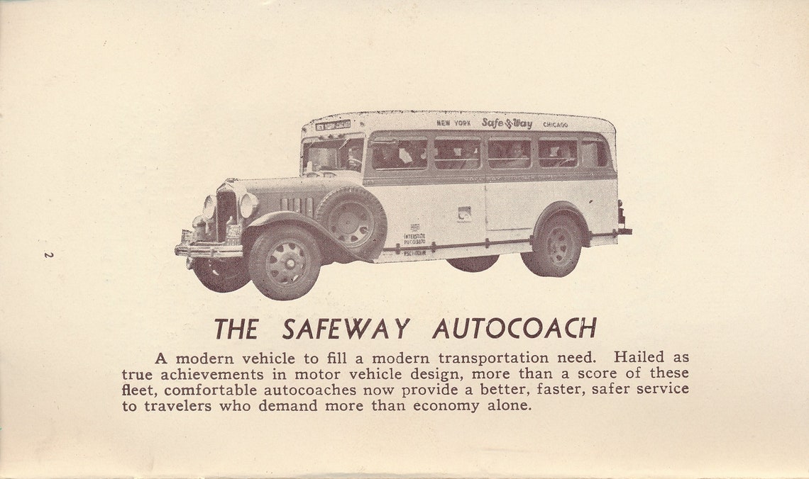 Safeway Bus Lines Brochure Dated 1933 - Etsy