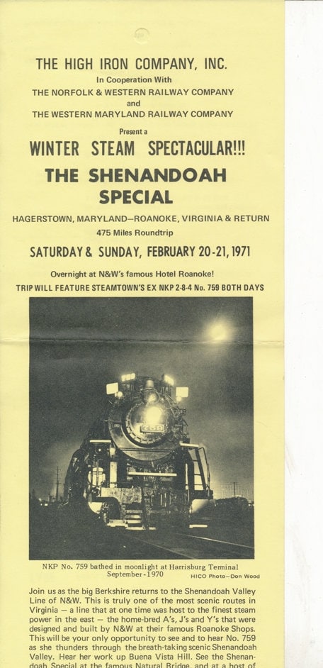 High Iron Company Steam Excursion Flyers From the 1960's and 1970's ...