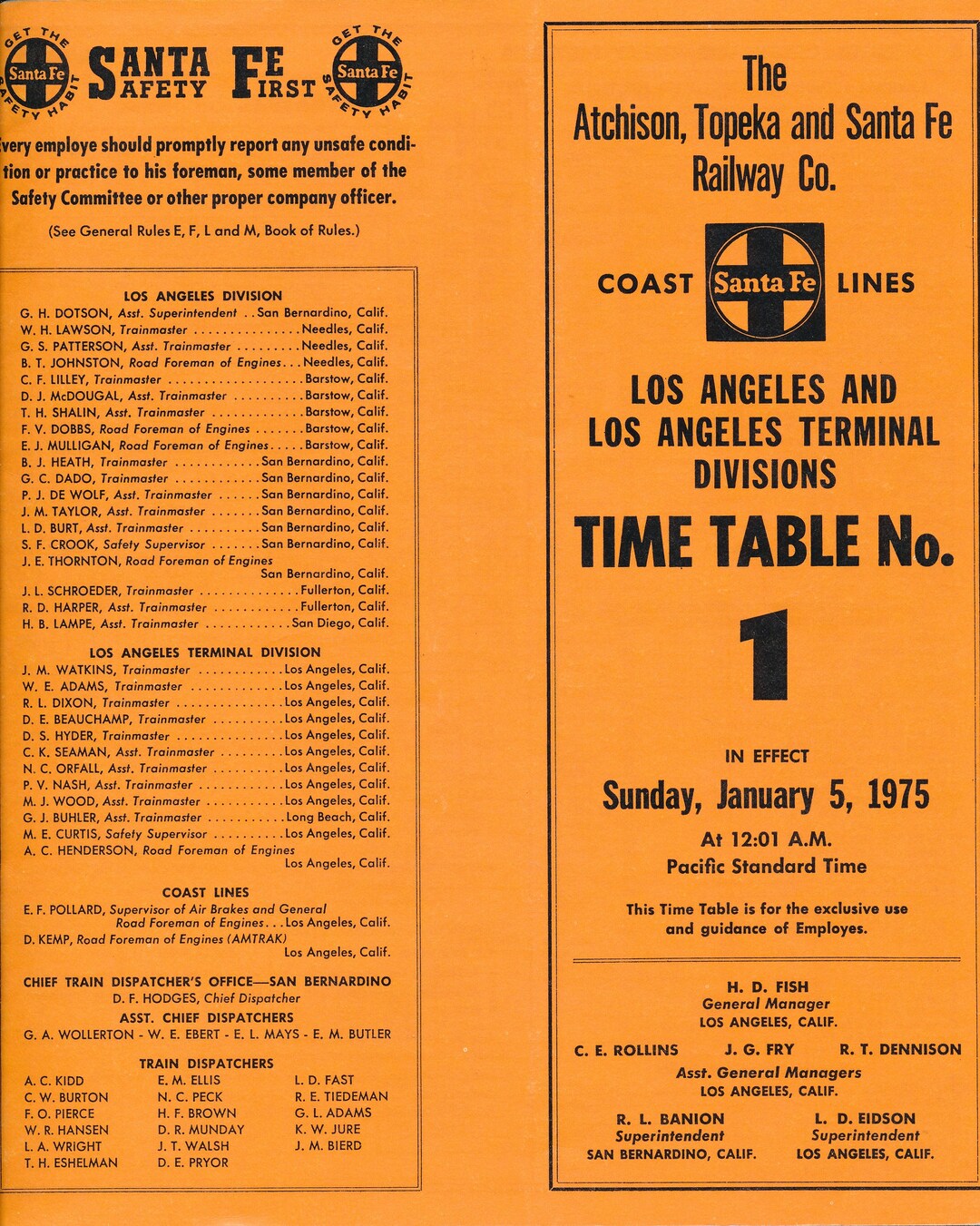 Santa Fe Railway Employee Timetables Los Angeles Division 6 Different ...