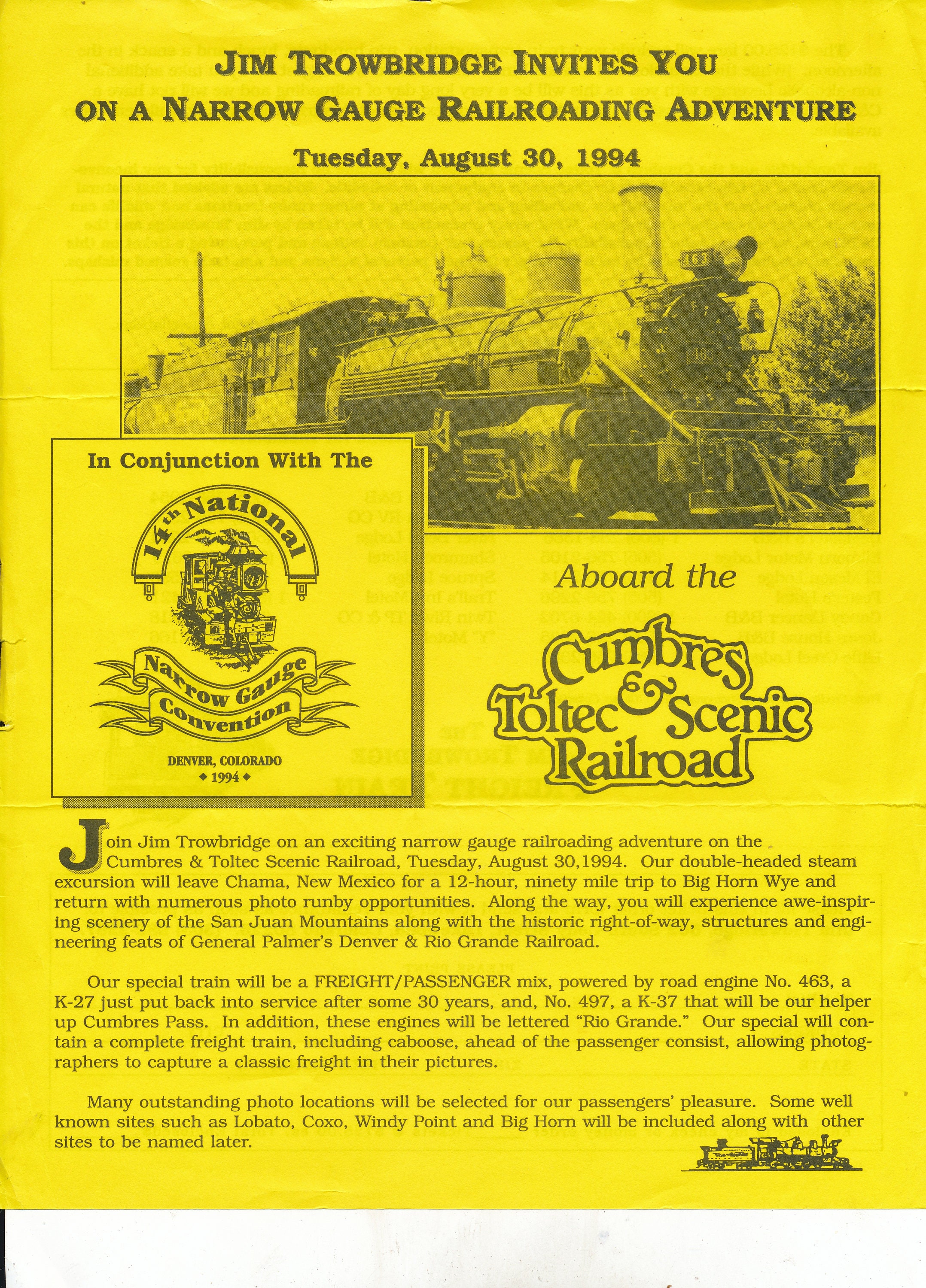 Cumbres and Toltec Scenic Railroad Lot of 2 Flyers Rocky Mountain RR ...